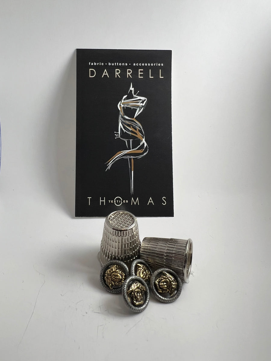 Exclusive Silver Ring & Shiny Gold Medusa Metal Buttons – Darrell Thomas Textiles
