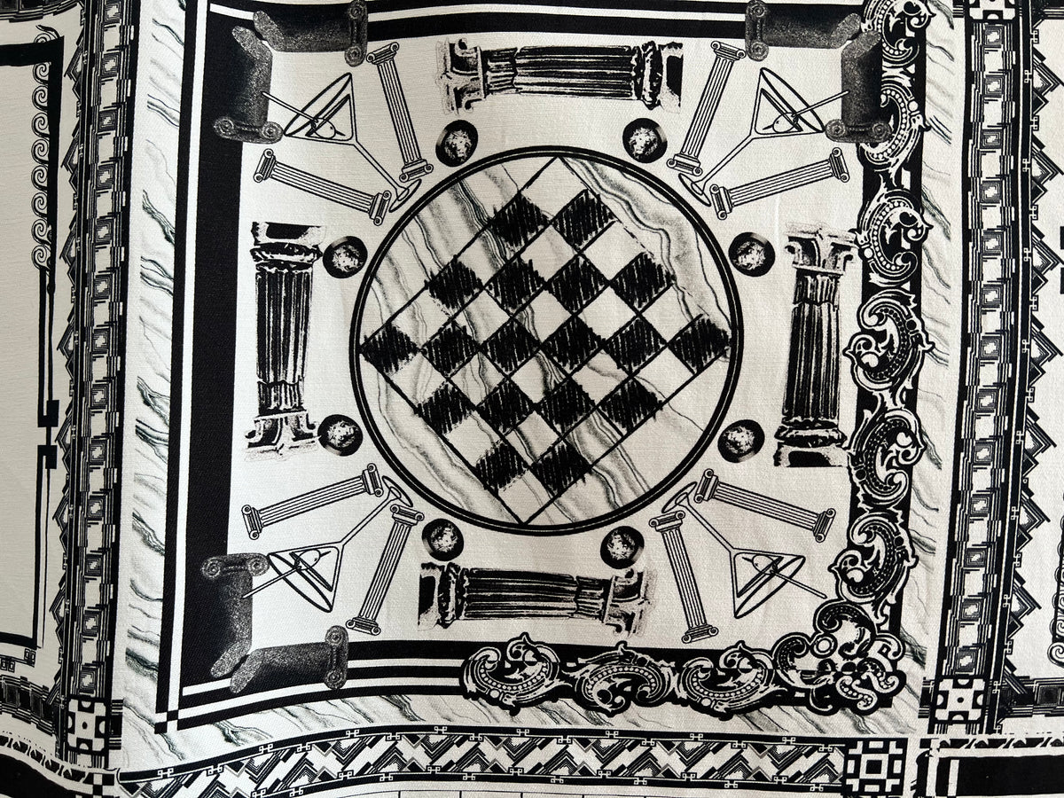 Exclusive Designer White & Black Pillars 96% Cotton 4% Lycra Twill Pri ...