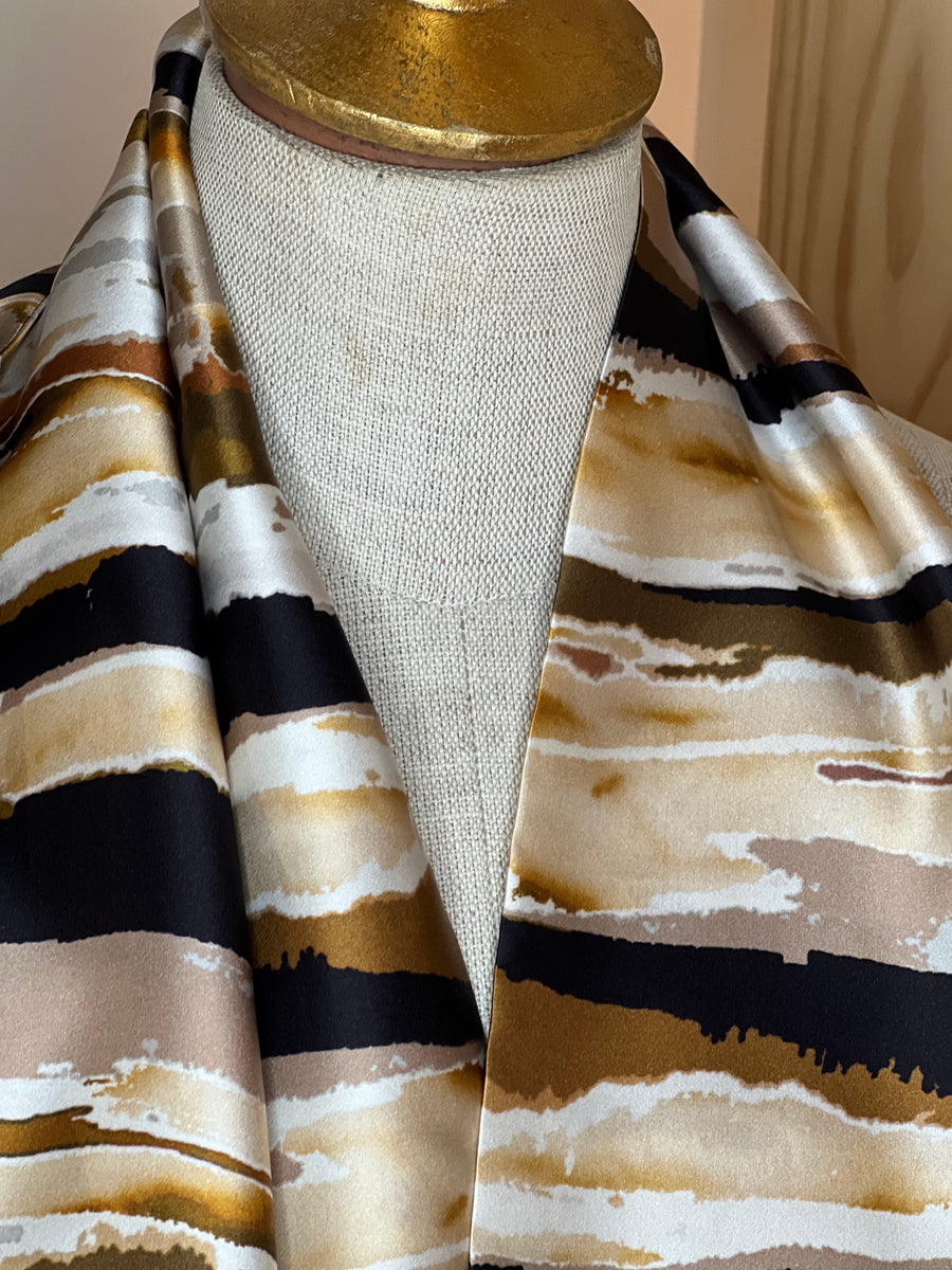 Designer Caramel & Black Abstract Silk Scarf – Darrell Thomas Textiles